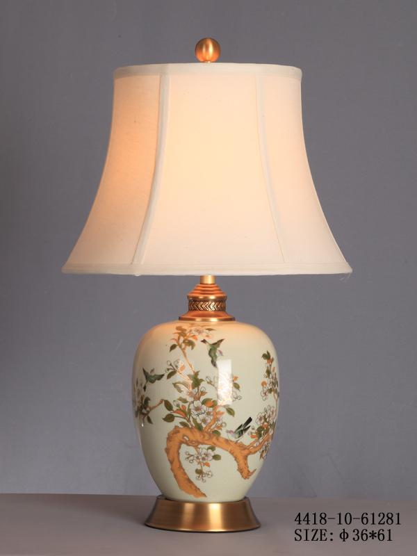 Chinese Porcelain Table Lamp Cream with Flower Branches and Birds ...